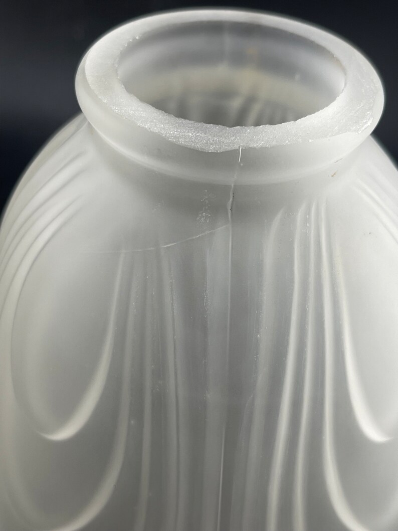 Set 2 Vtg Victorian Art Deco Frosted Glass Lamp Shade Scalloped Drape 2 ...