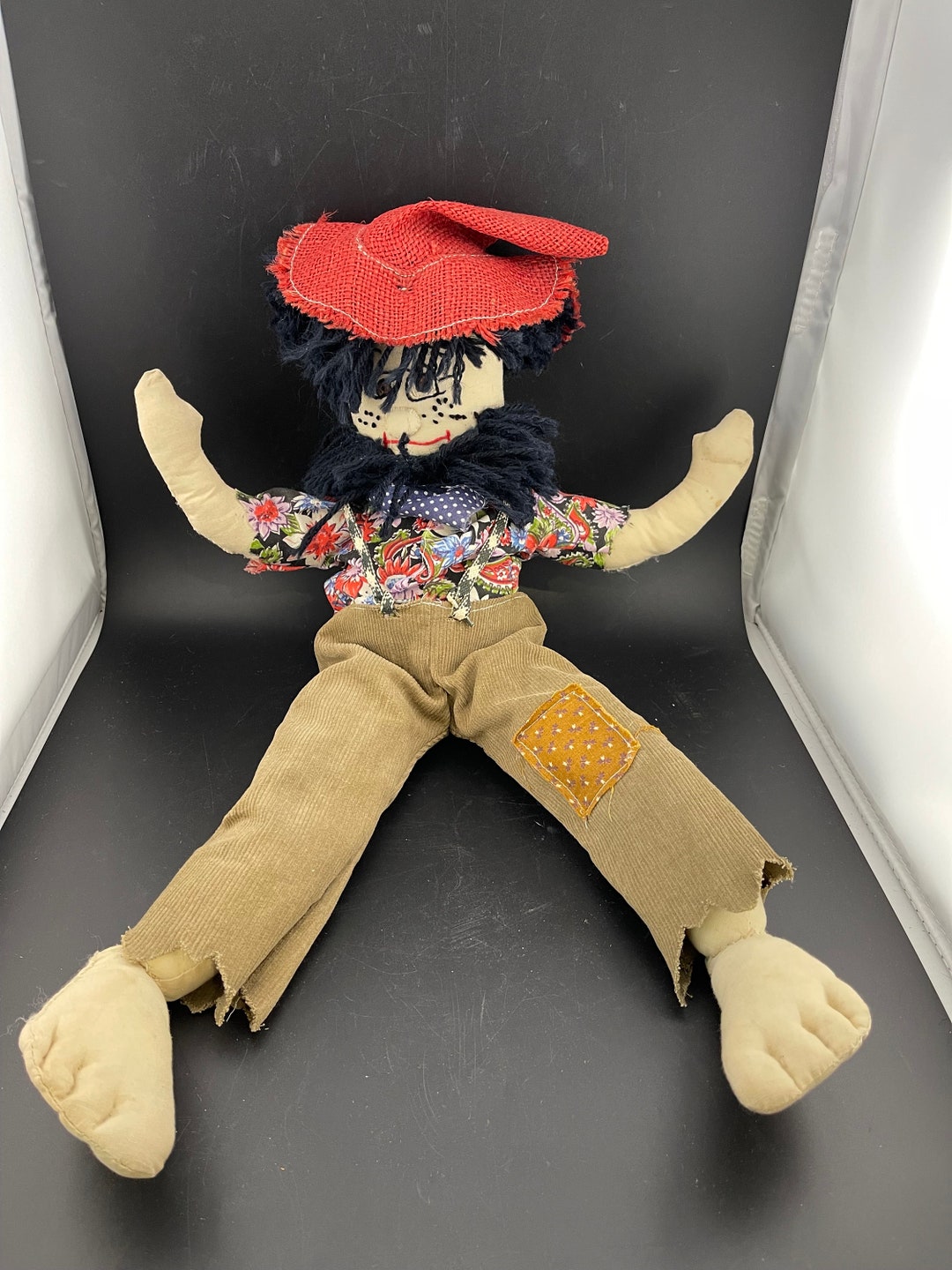 Primitive Prairie Farm Rag Doll Male Hillbilly Hard Stuffed Vintage ...