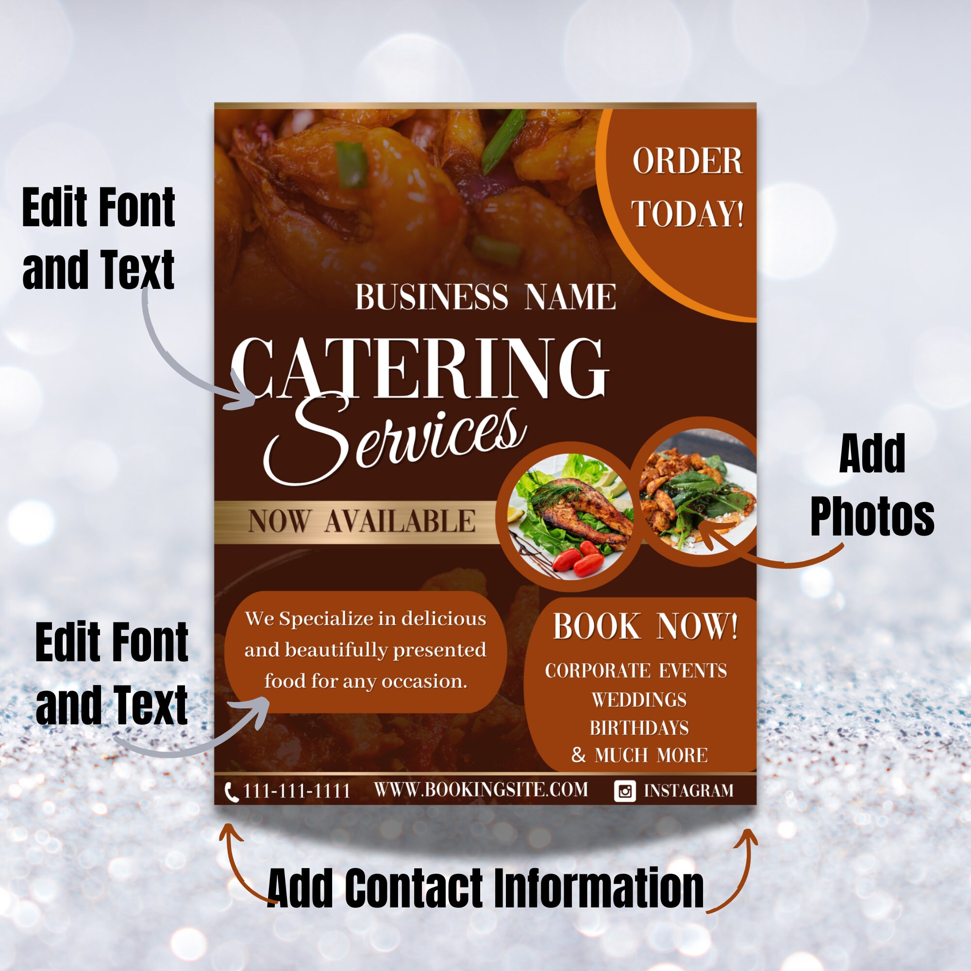 Catering Flyer Template: Editable Food Service Flyer (canva) - Etsy