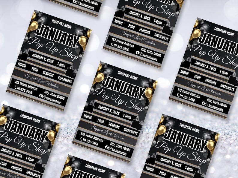 January Pop up Shop Flyer Template, New Year Flyer, Pop up Event ...
