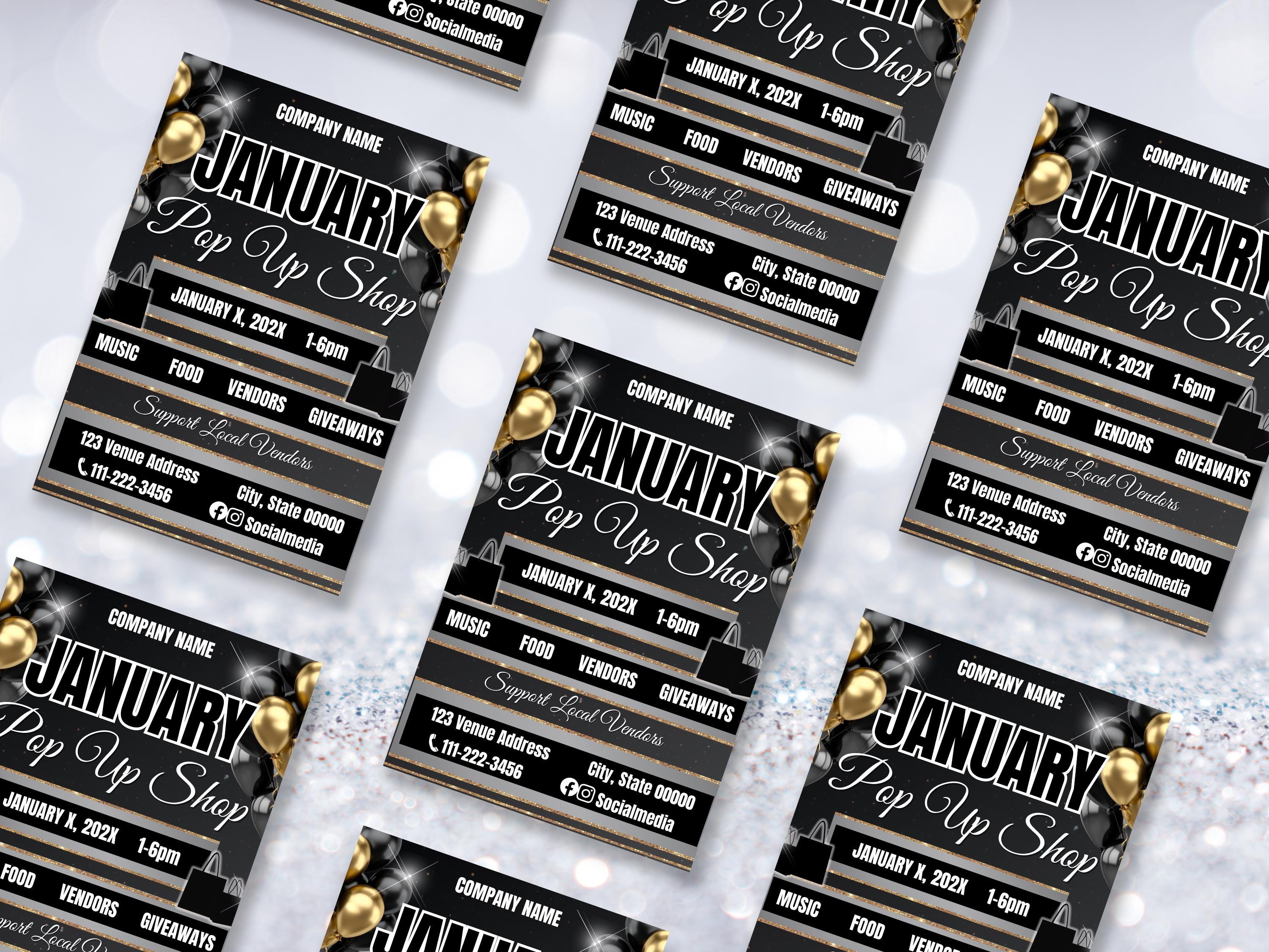 January Pop up Shop Flyer Template, New Year Flyer, Pop up Event ...
