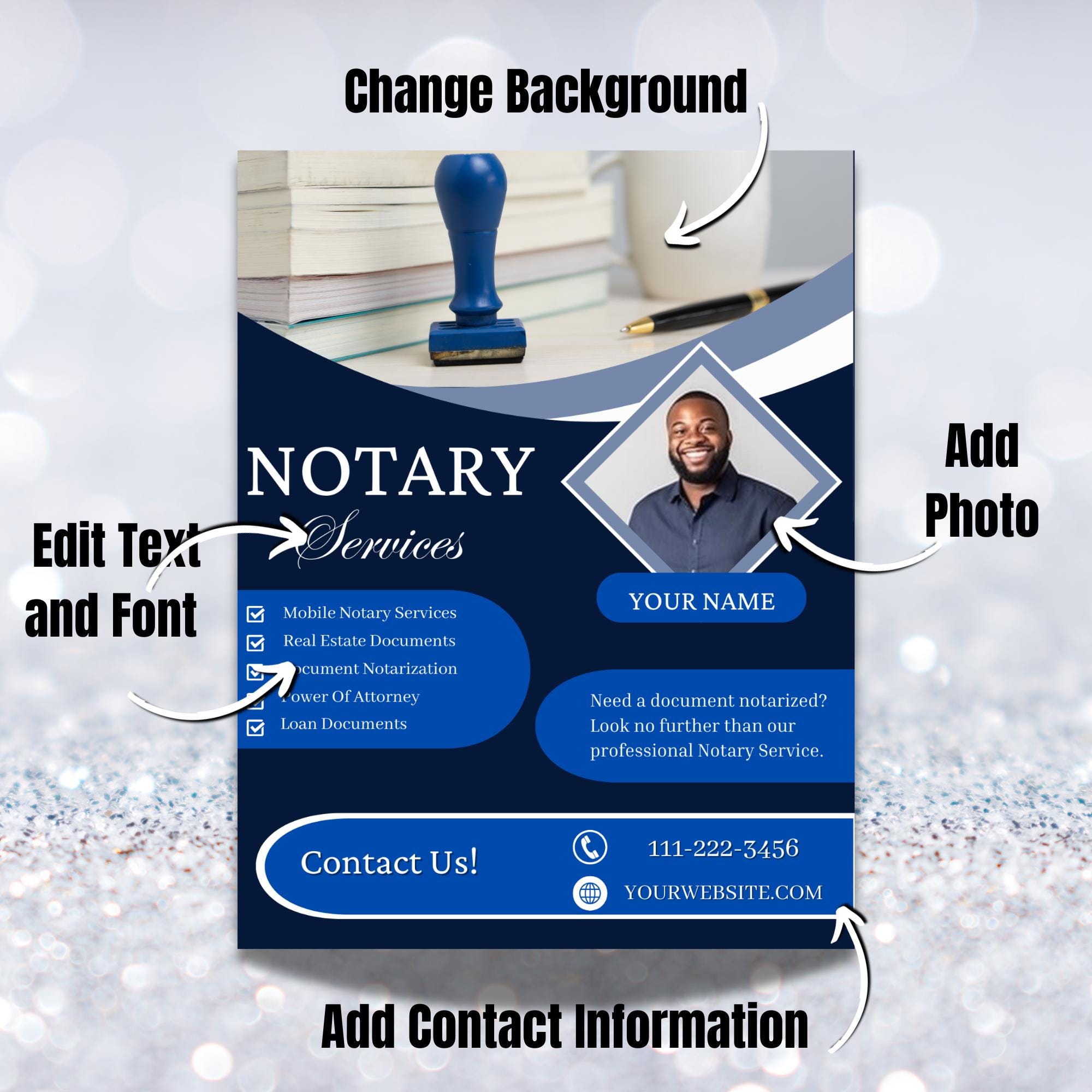 Editable Notary Flyer Template: DIY Business Marketing (canva) - Etsy