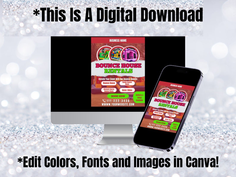 Bounce House Rental Flyer Template: Party Event Flyer (DIY Canva) - Etsy