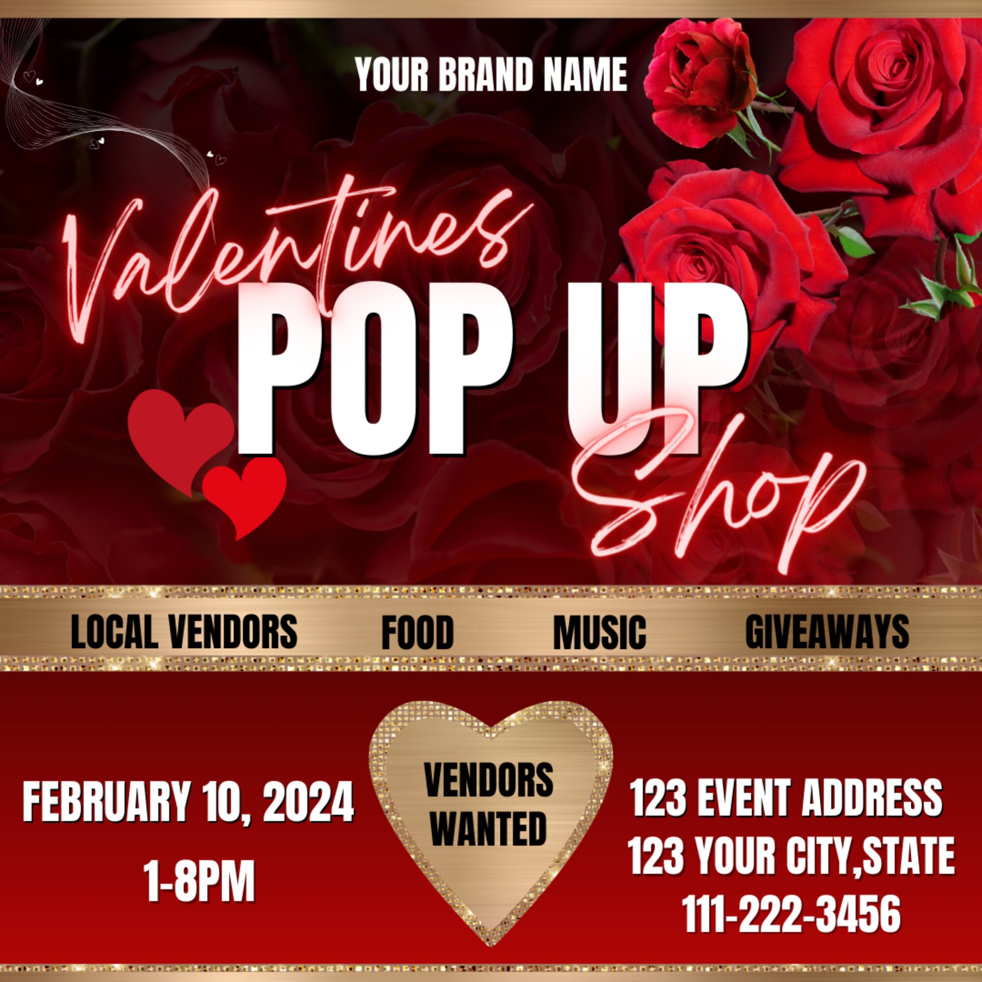 Editable Valentine's Pop up Shop Flyer Template, February Pop up Shop ...