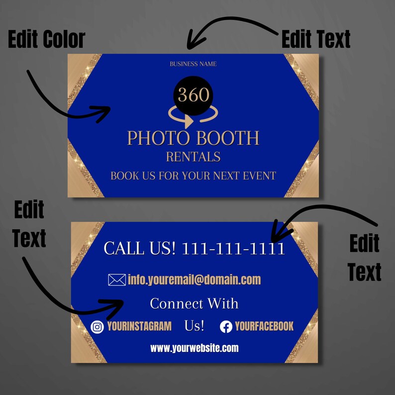360 Photo Booth Business Card Template, DIY Business Card Template ...