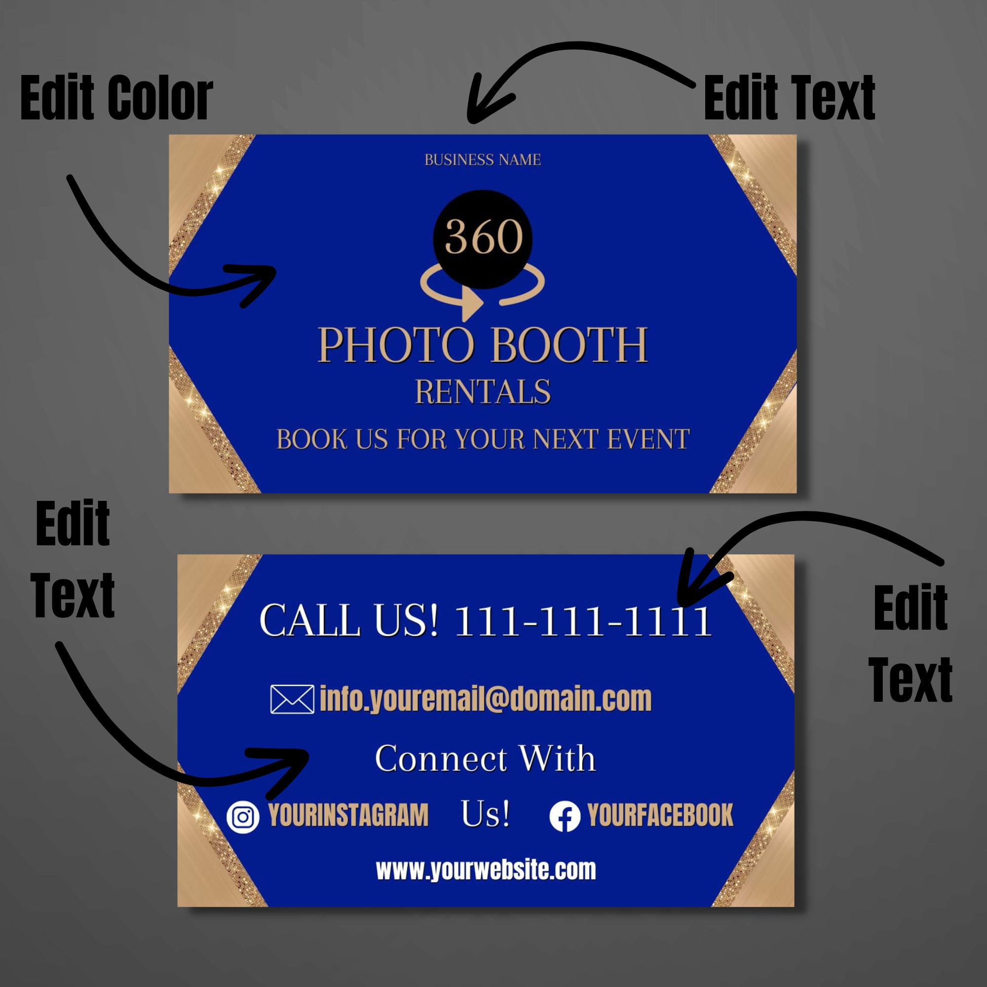 360 Photo Booth Business Card Template, DIY Business Card Template ...