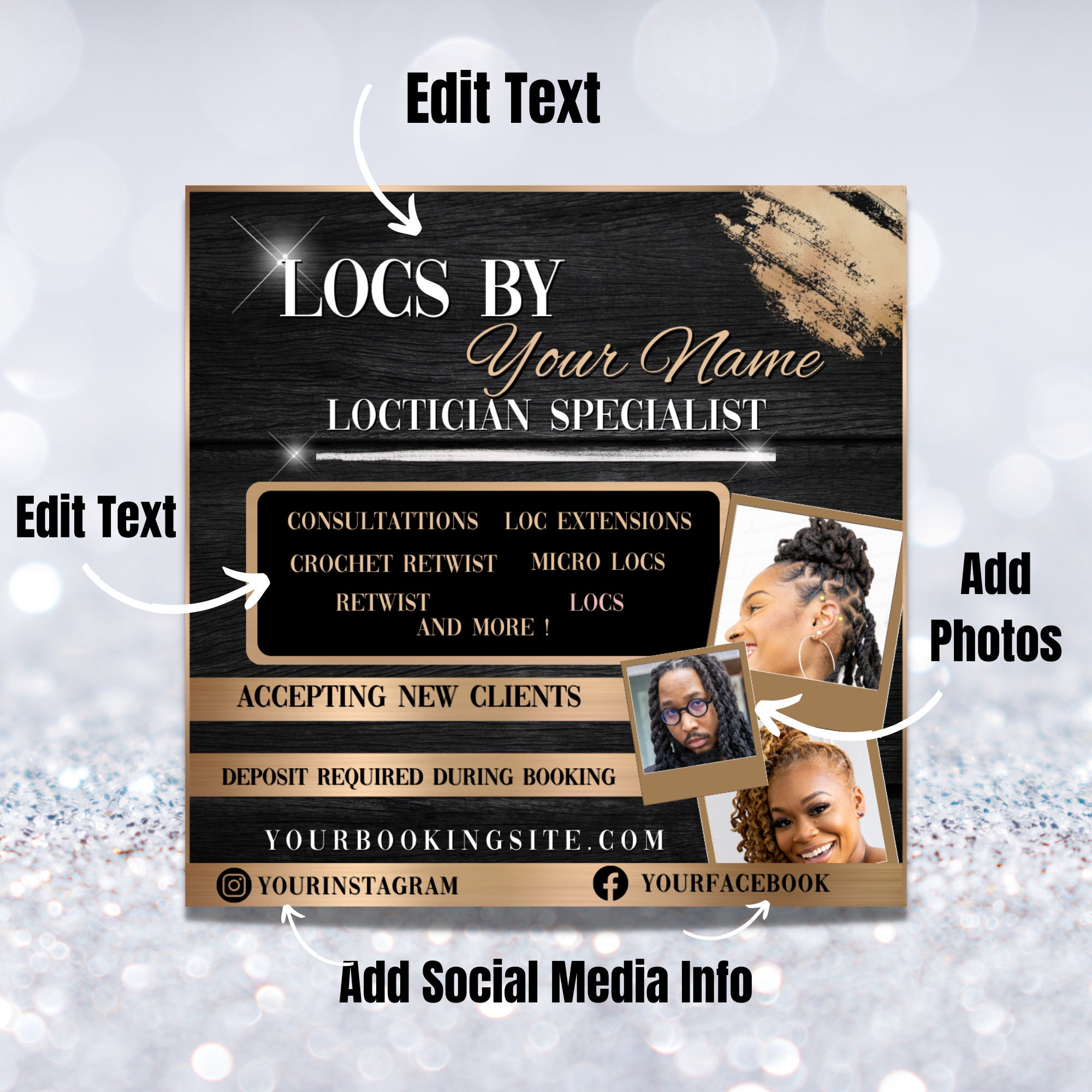 Loctician Flyer Template: Editable Loc & Retwist Design (digital ...