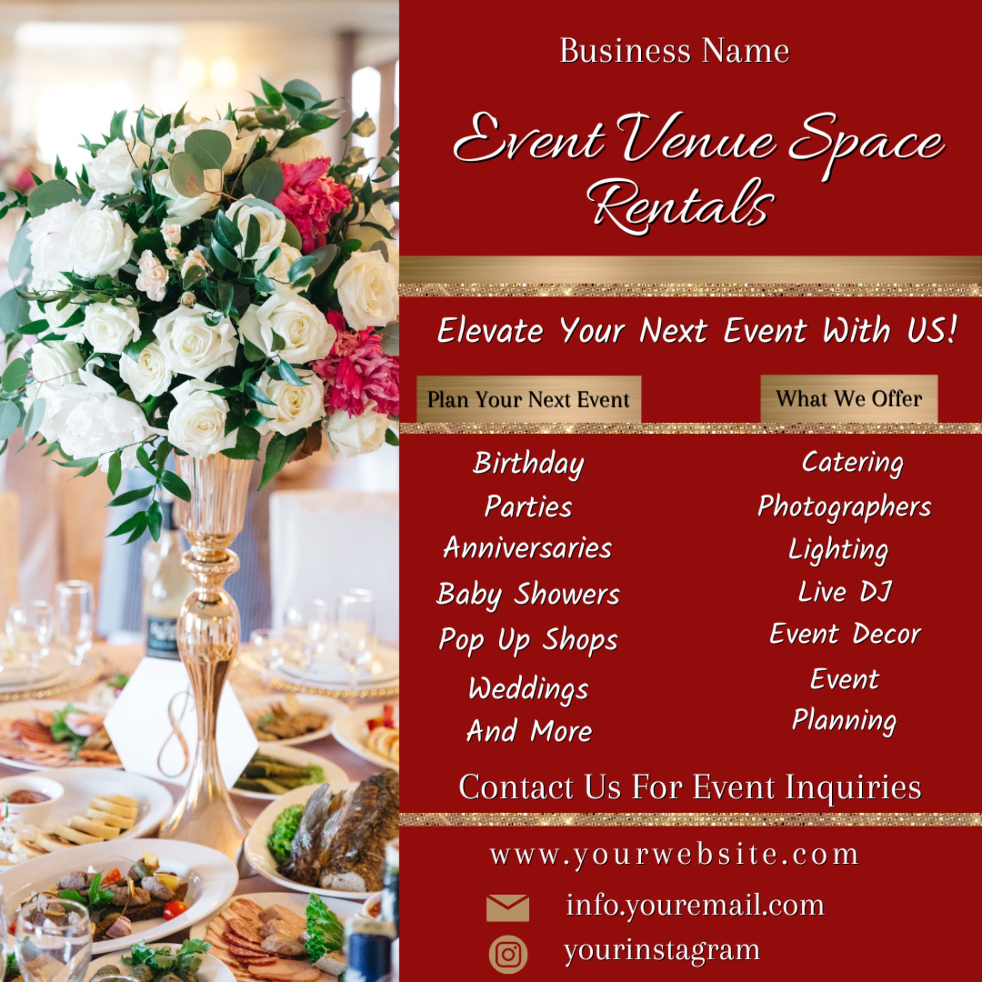 Event Rental Space Flyer, Party Rental Flyer, Event Rental ...