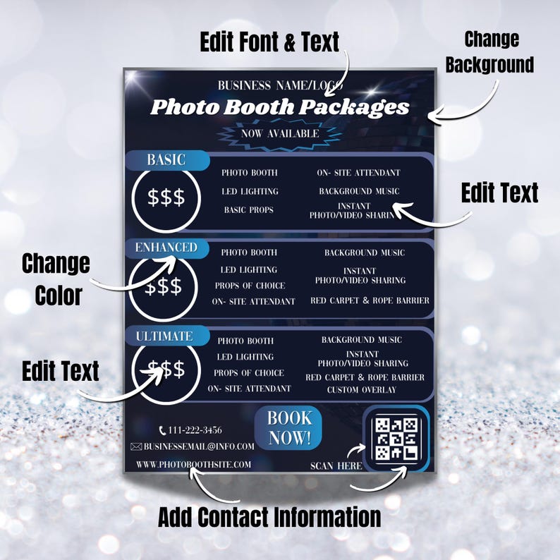 360 Photo Booth Price List Template: DIY Event Flyer (digital Download ...