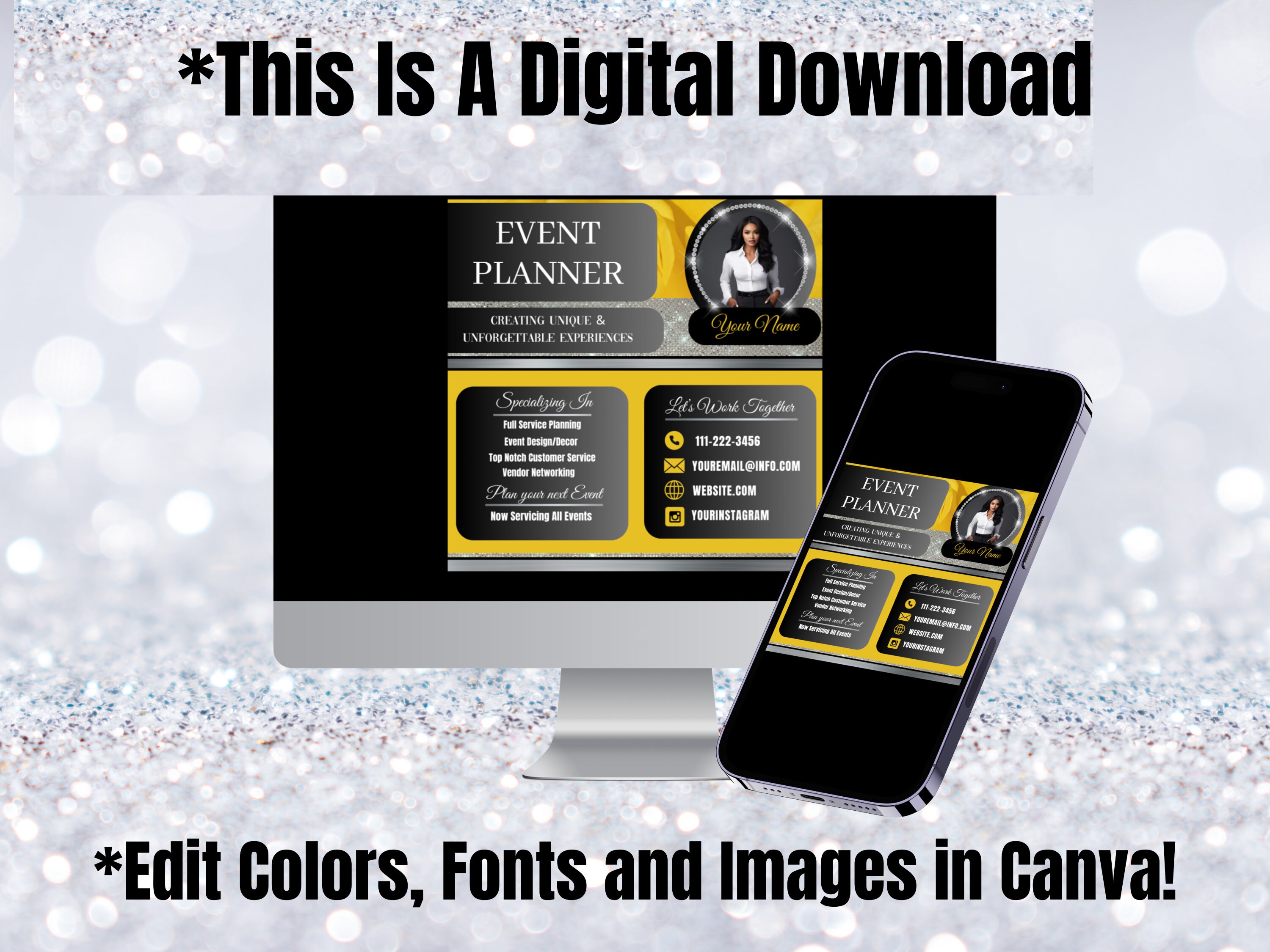 Event Planner Flyer Template: Editable DIY Canva Design (digital ...