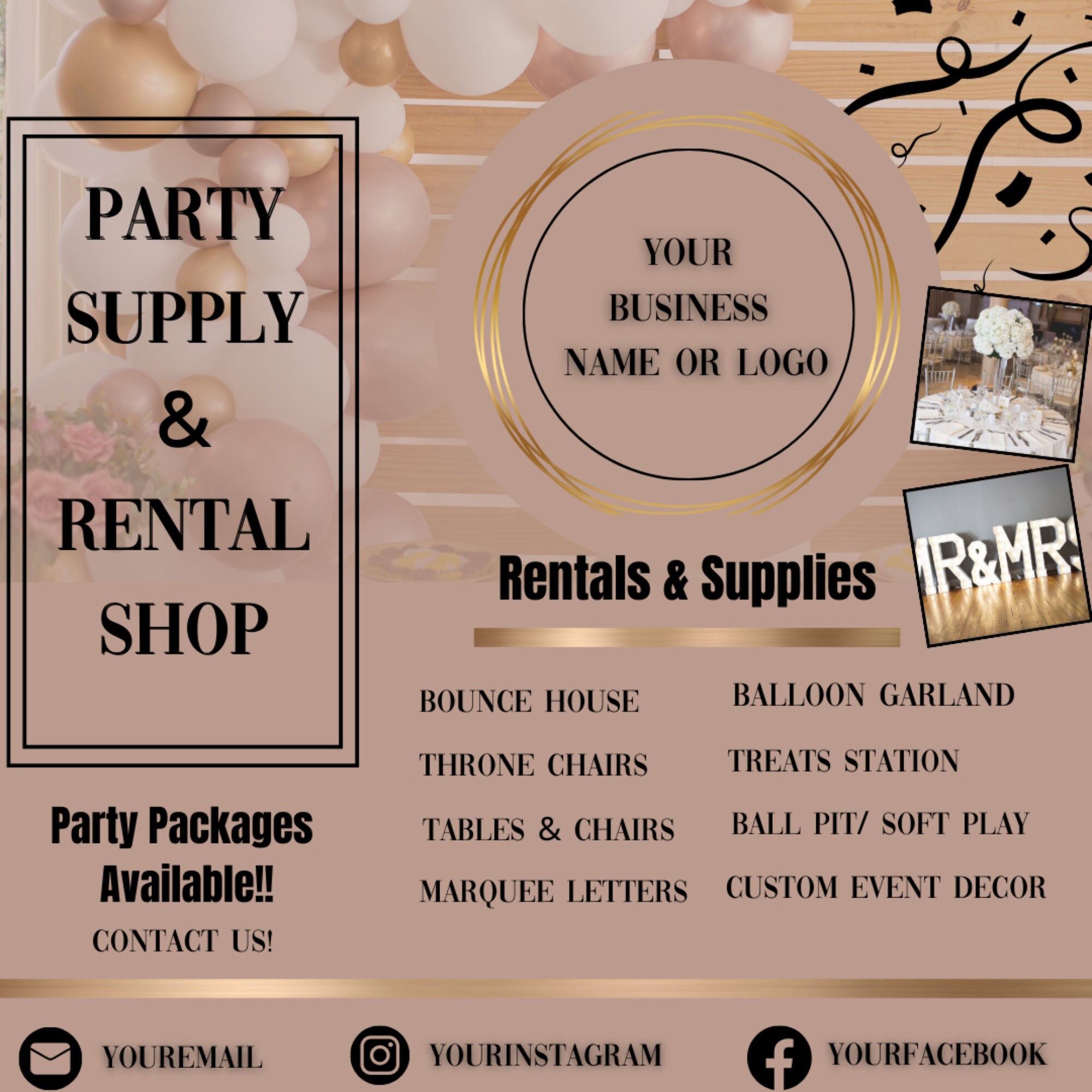 Party Supply and Rental Business, Party Rental Equipment, Rental ...
