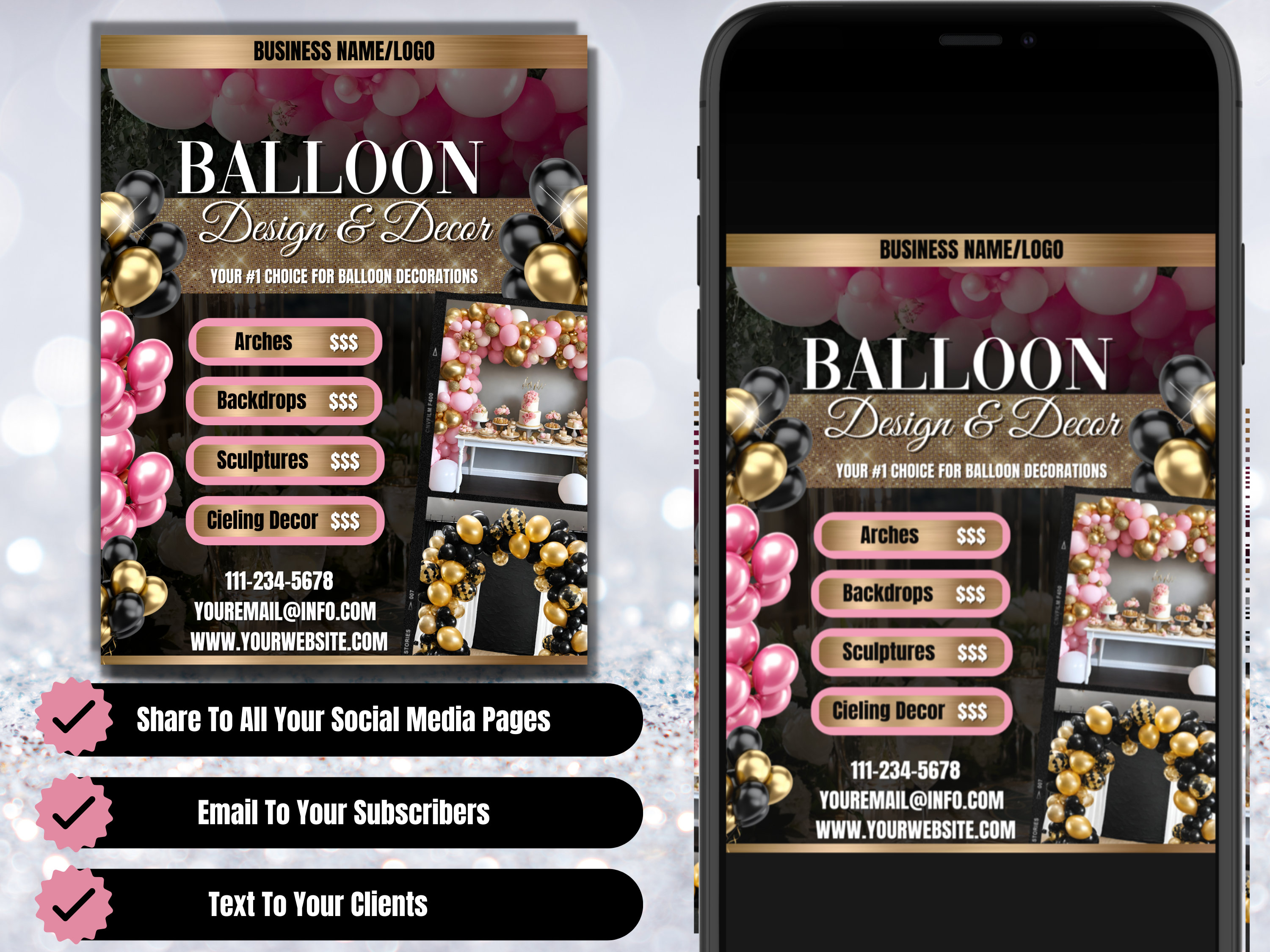 Ballon Decor Flyer Template, Balloon Business Advertisement, DIY ...