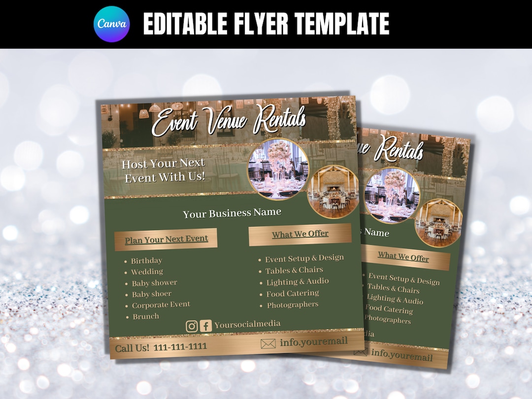 Event Venue Flyer Template: Party Rental Advertisement (DIY Canva) - Etsy