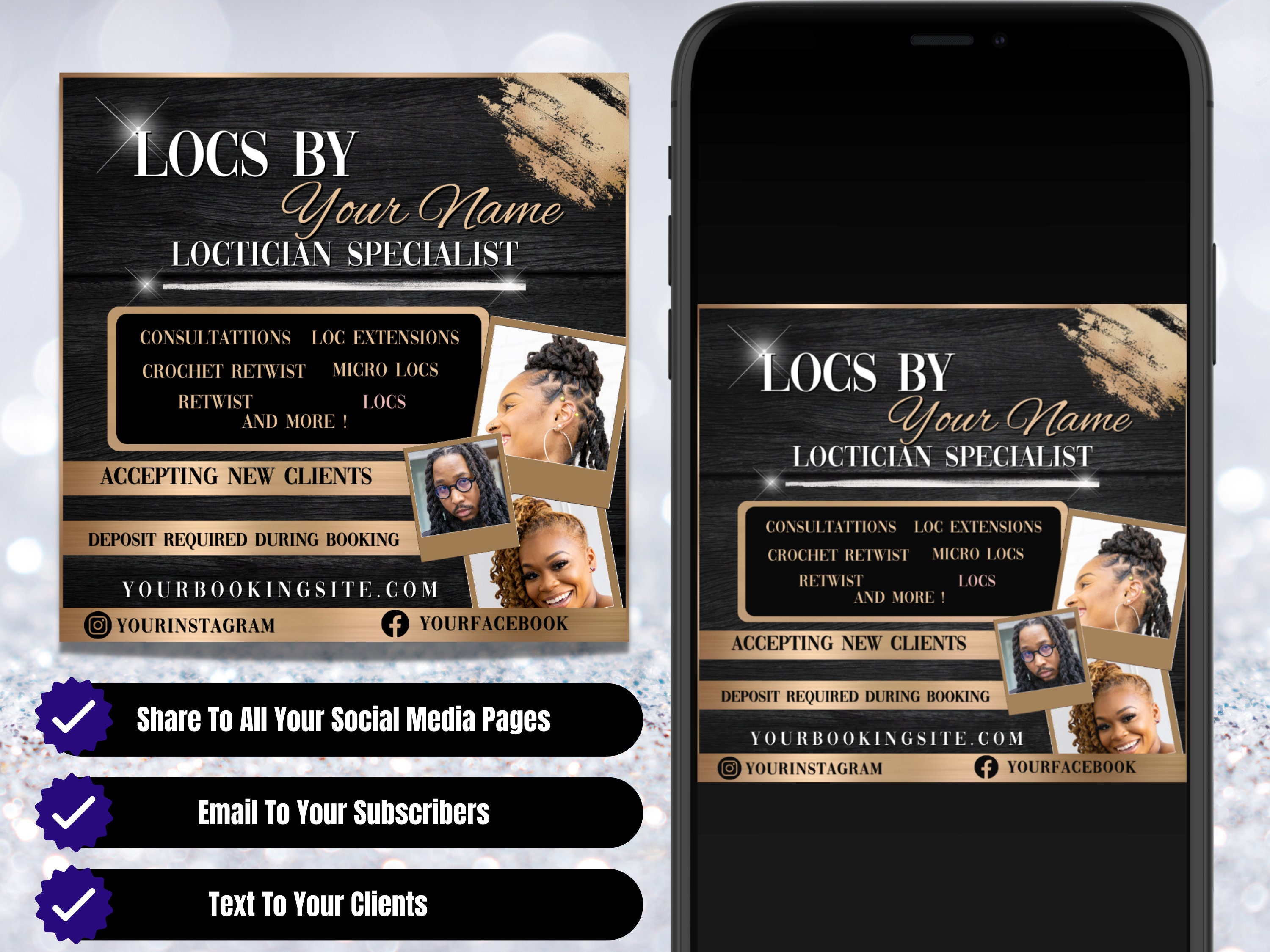 Loctician Flyer Template: Editable Loc & Retwist Design (digital ...