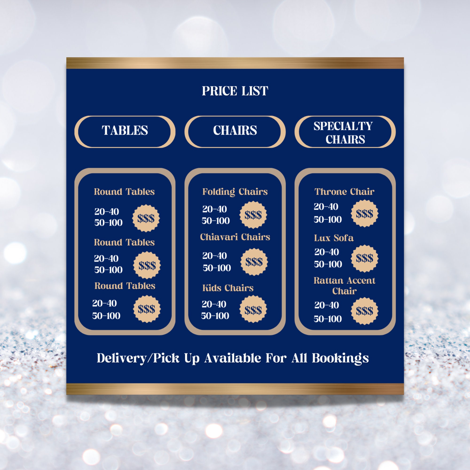 Tables and Chairs for Rent Flyer Template, Party Rentals Flyer, DIY ...