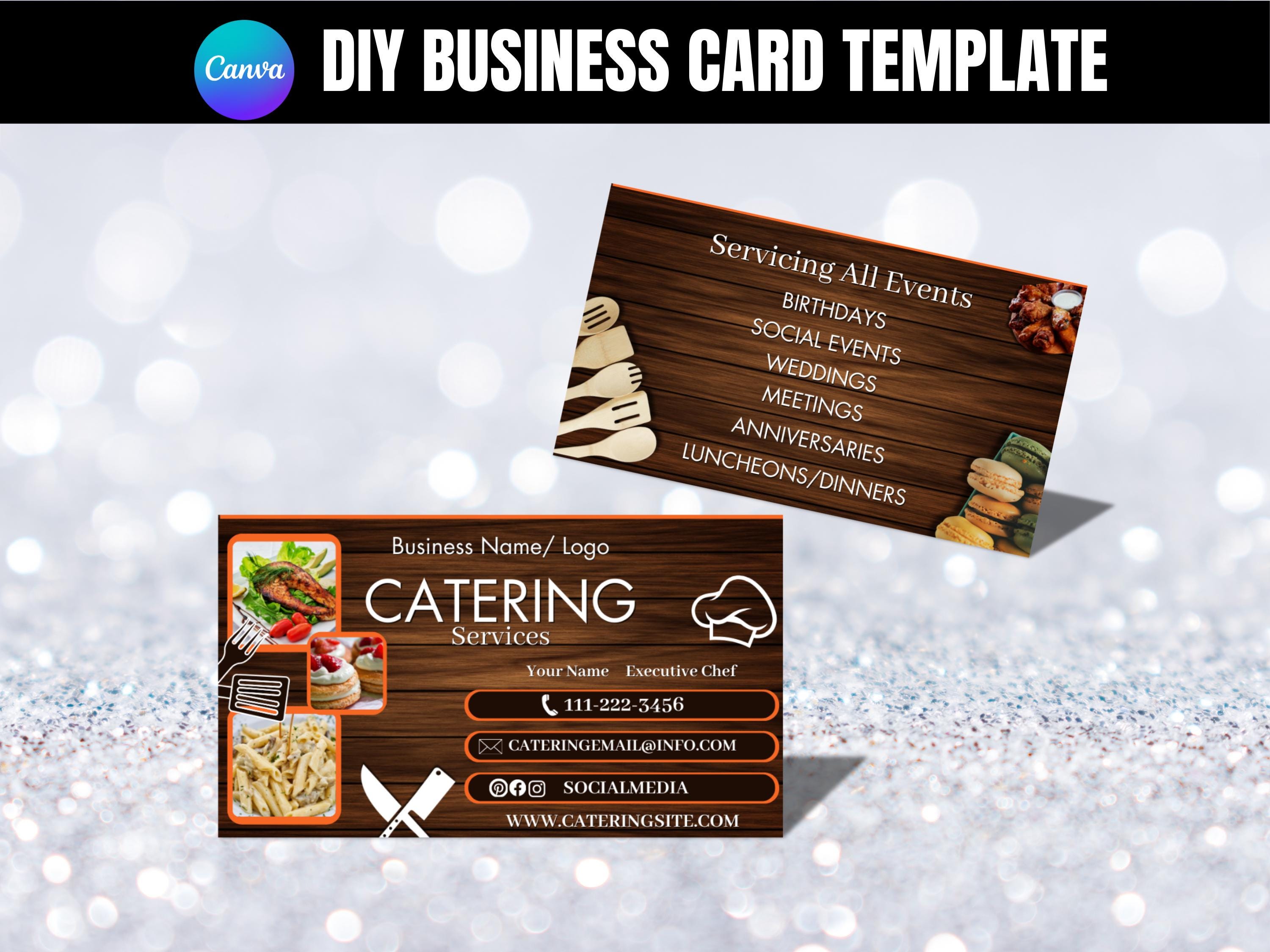 Catering Business Card Template: DIY Food Service Design (digital ...