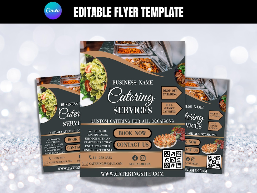 Catering Flyer Template: Editable Food Service Advertisement (canva) - Etsy