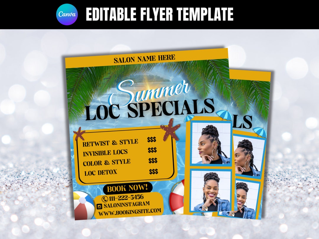 Summer Loc Specials Flyer Template, Loc and Retwist Flyer, Loctitian ...