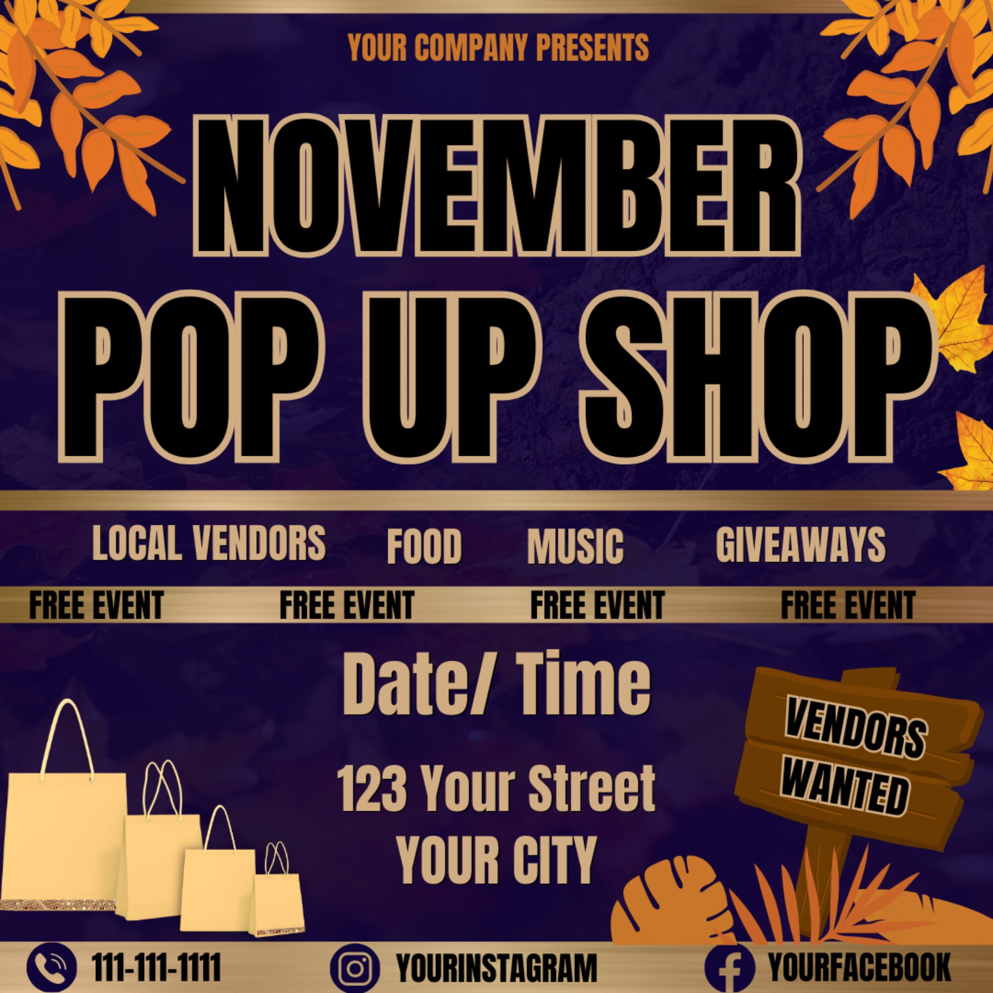 November Pop up Shop Flyer Template DIY Event Flyer Pop up - Etsy