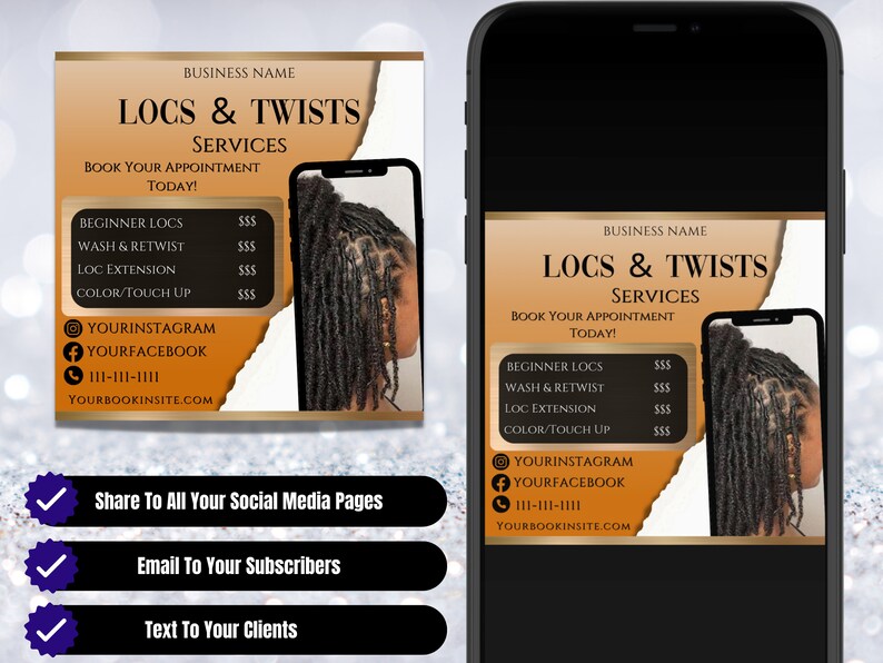 Loctitian Flyer, Loc Flyer, Retwist Flyer, Editable Hair Flyer Template ...