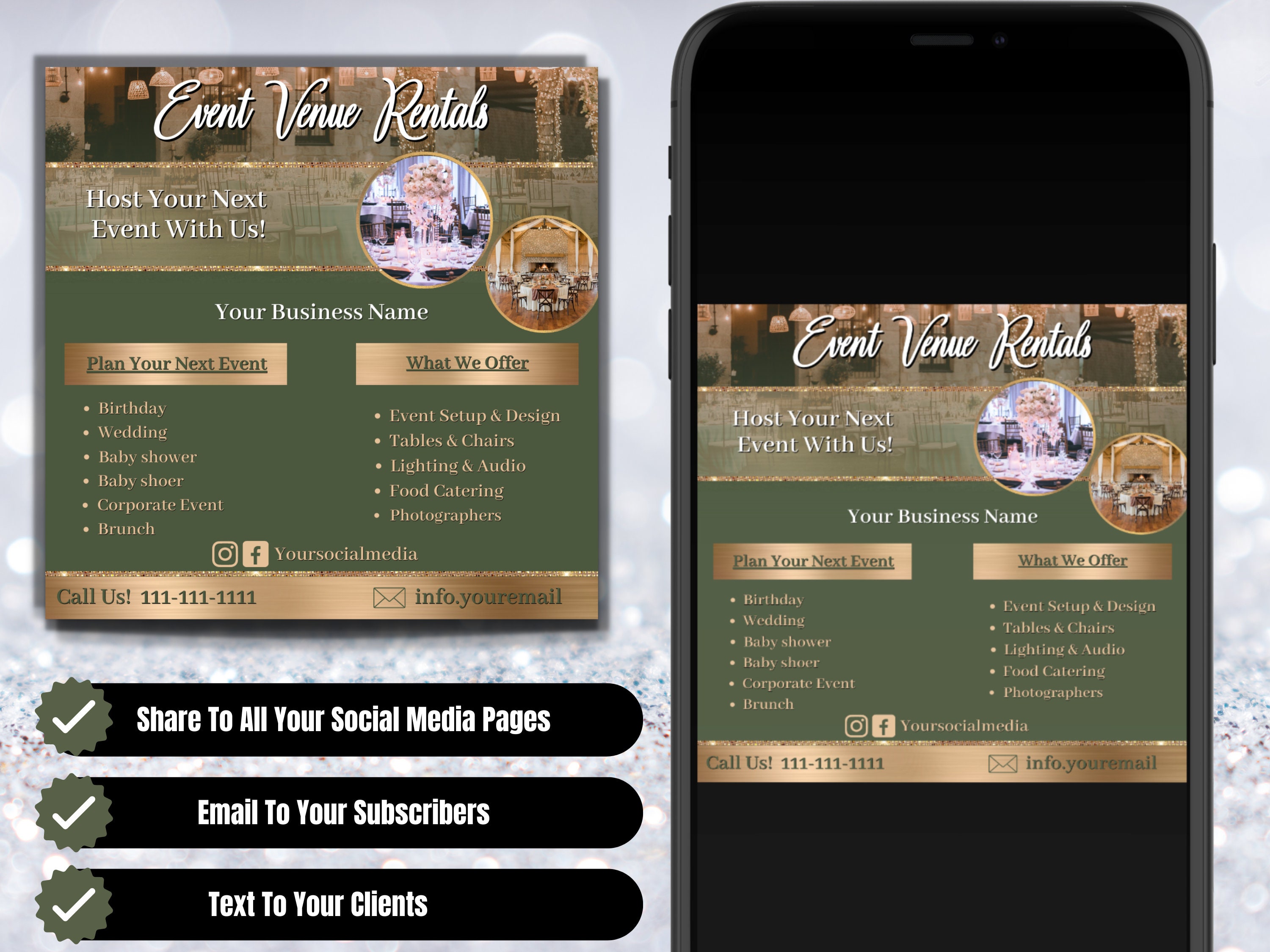 Event Venue Flyer Template: Party Rental Advertisement (DIY Canva) - Etsy