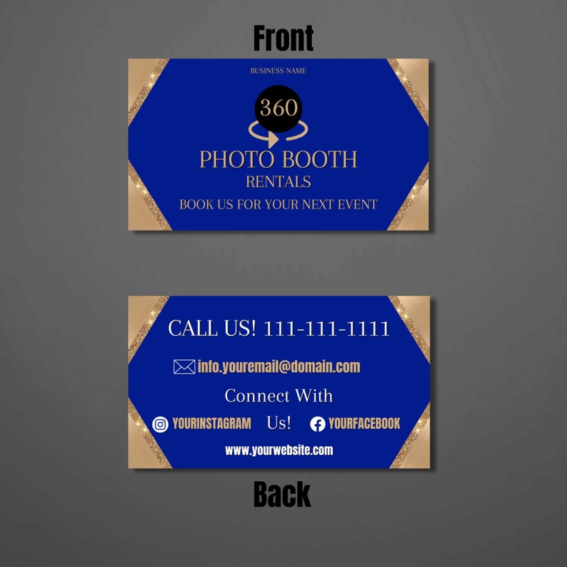 360 Photo Booth Business Card Template, DIY Business Card Template ...