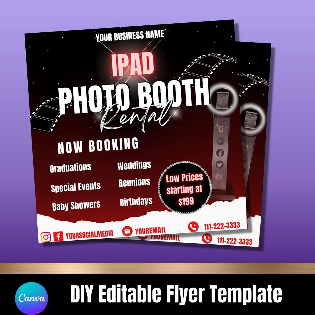 IPad Photo Booth Flyer, Selfie Photo Booth Flyer, iPad Photo Booth ...