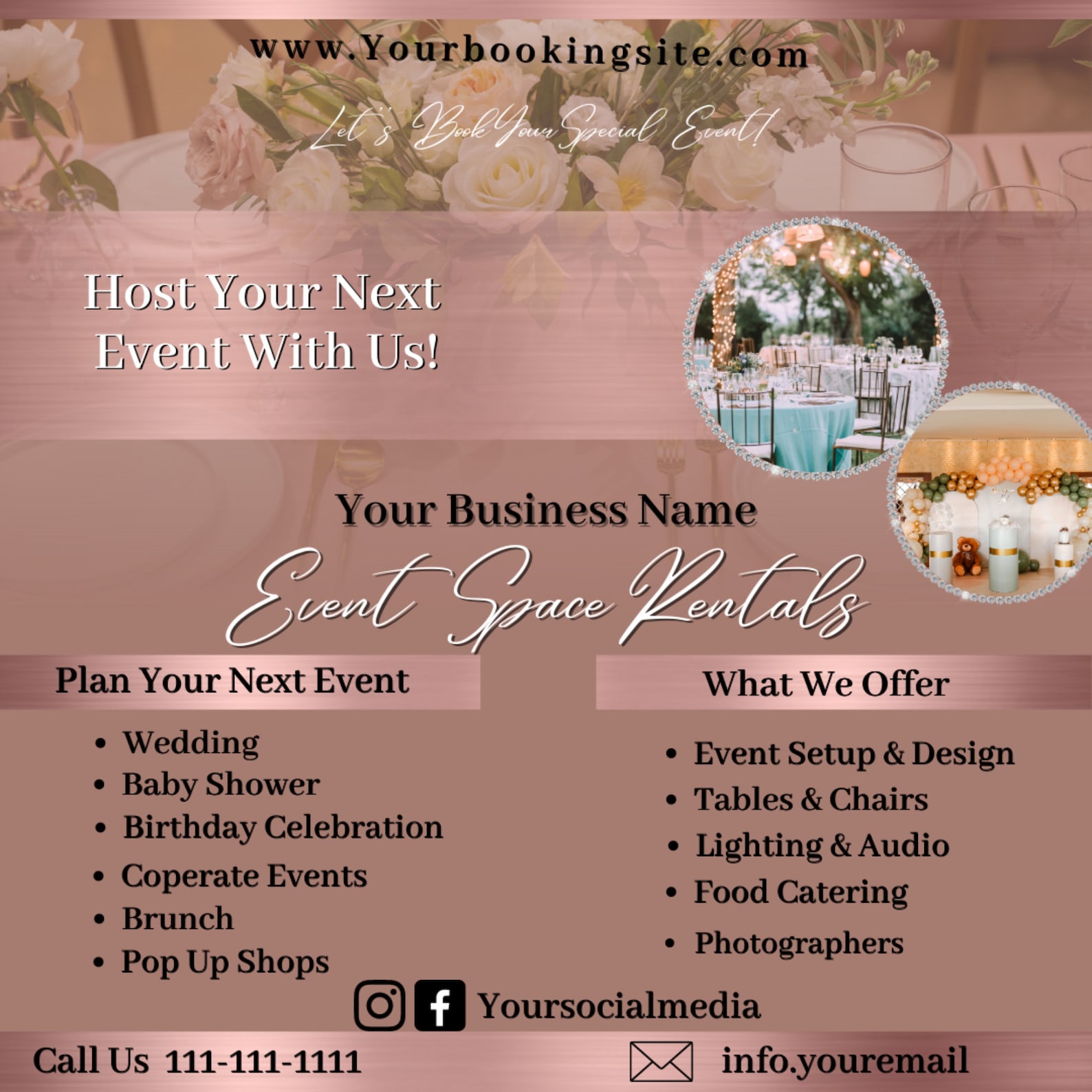 Event Rental Space Flyer, Party Rental Flyer, Event Rental ...