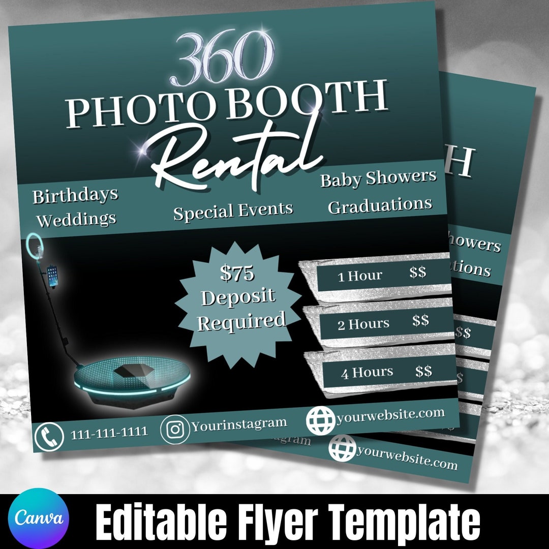 360 Photo Booth Flyer, 360 Flyer, Photo Booth Rental Flyer, 360 Booth ...