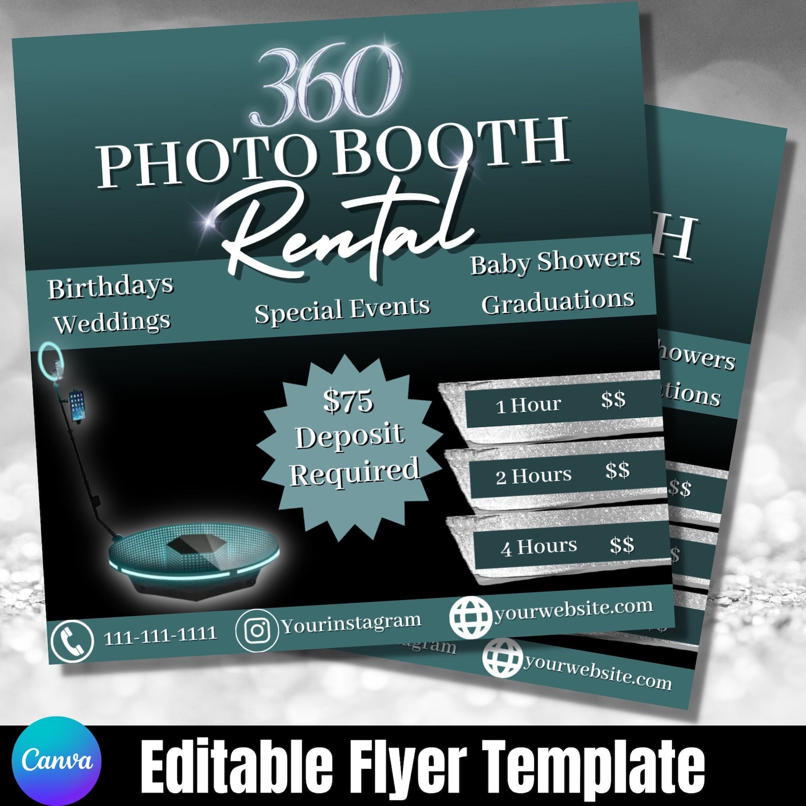 360 Photo Booth Flyer, 360 Flyer, Photo Booth Rental Flyer, 360 Booth ...