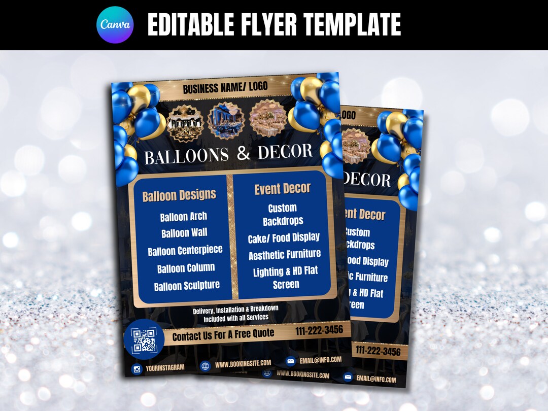 Ballon Decor Flyer Template, Balloon Business Advertisement, DIY ...