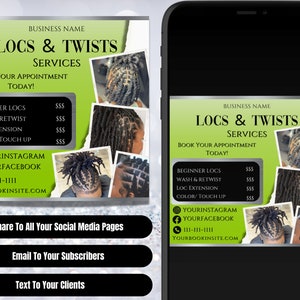 Loc Services Flyer Template, Loc Price List, Retwist Flyer Template ...