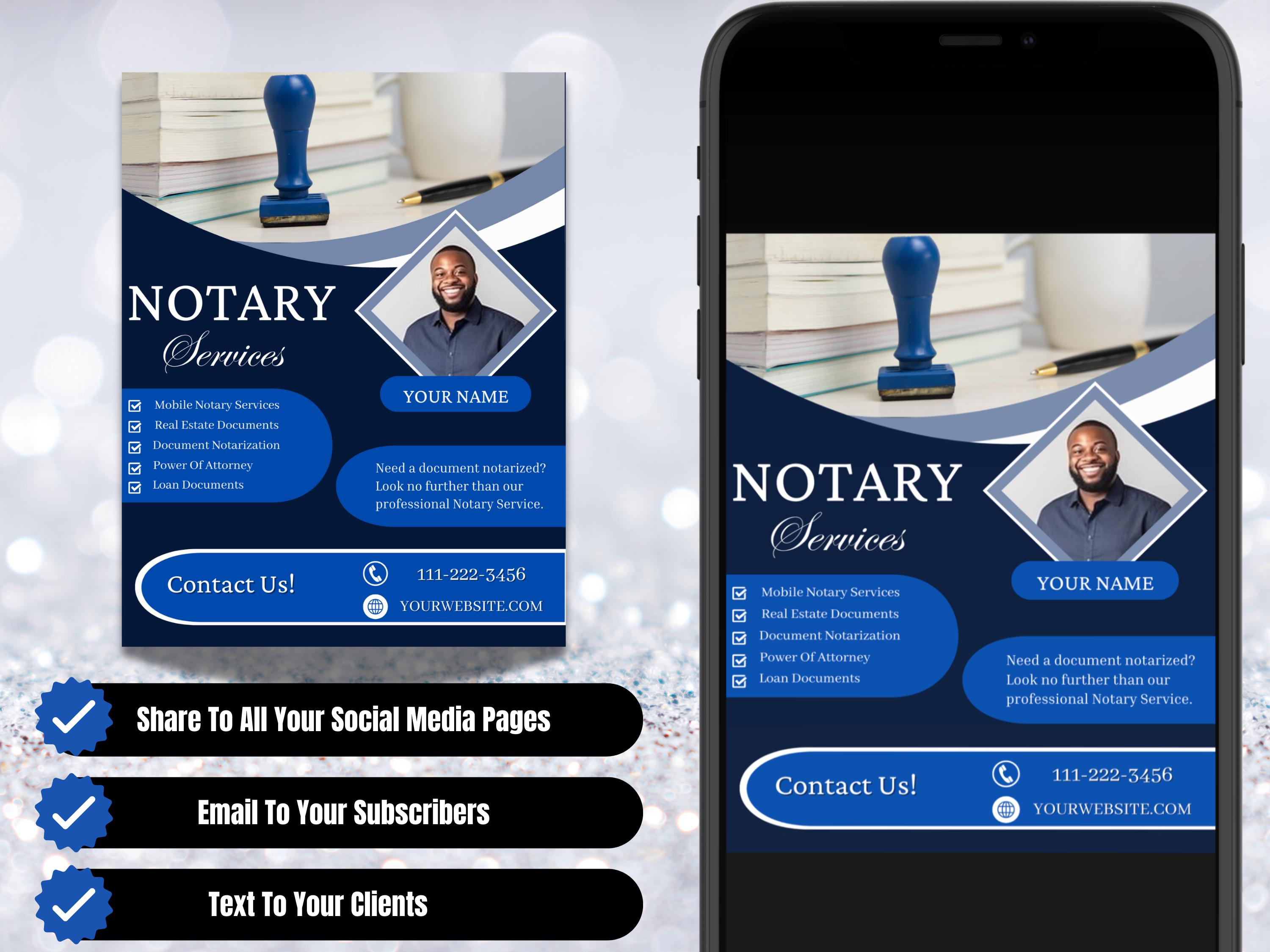 Editable Notary Flyer Template: DIY Business Marketing (canva) - Etsy