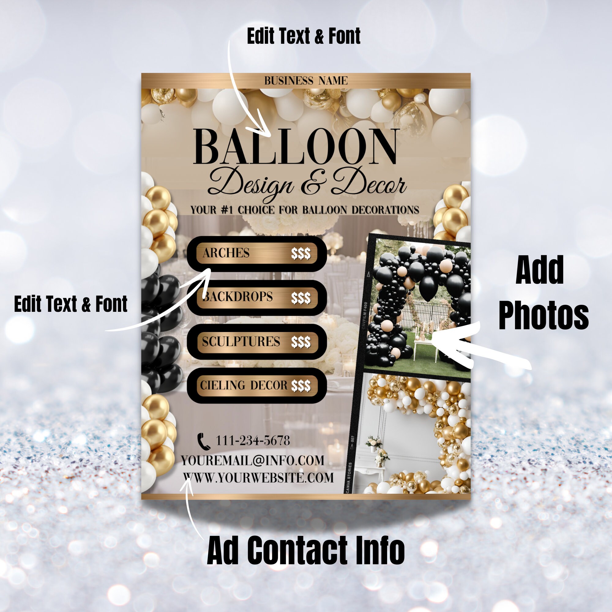 Balloon Decor Flyer Template: DIY Business Advertisement (digital ...