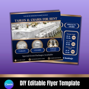 Tables and Chairs Rental Flyer Template: DIY Event Equipment (digital ...