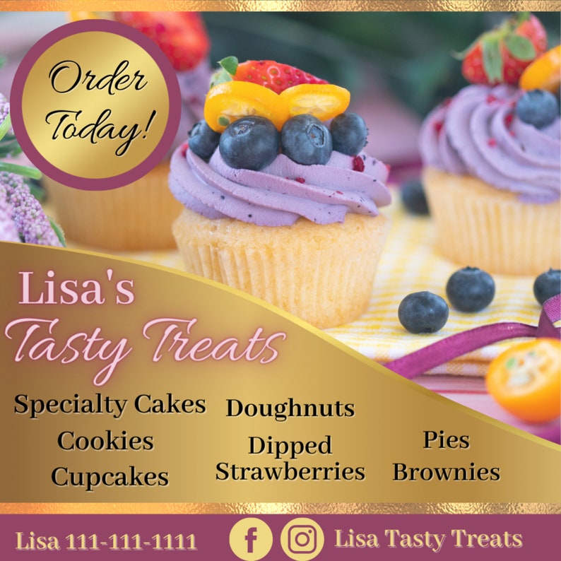 Bakery Flyer Template, Bake Sale Flyer, Treats Flyer, Food Flyer ...