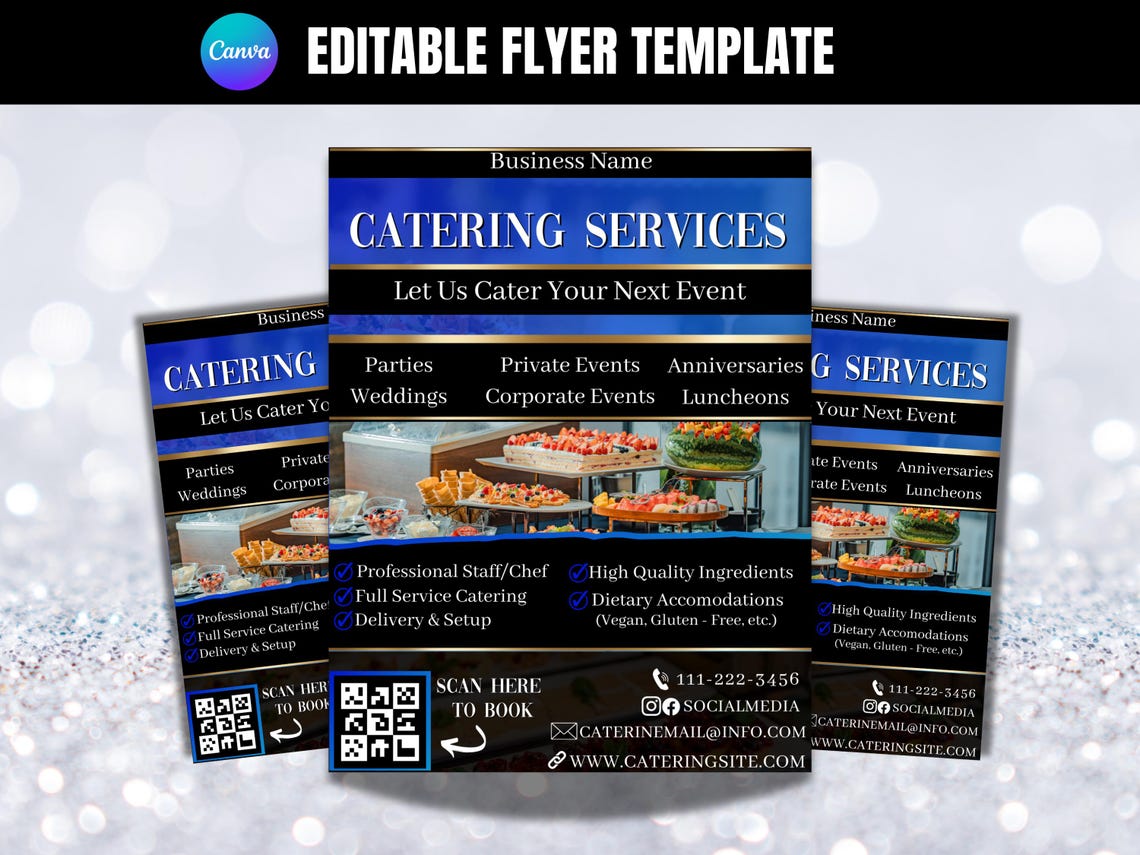 Catering Flyer Template: Editable Food Service Advertisement (canva) - Etsy
