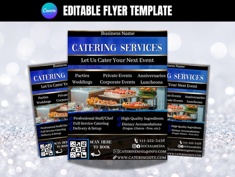 Catering Flyer Template: Editable Food Service Advertisement (canva) - Etsy