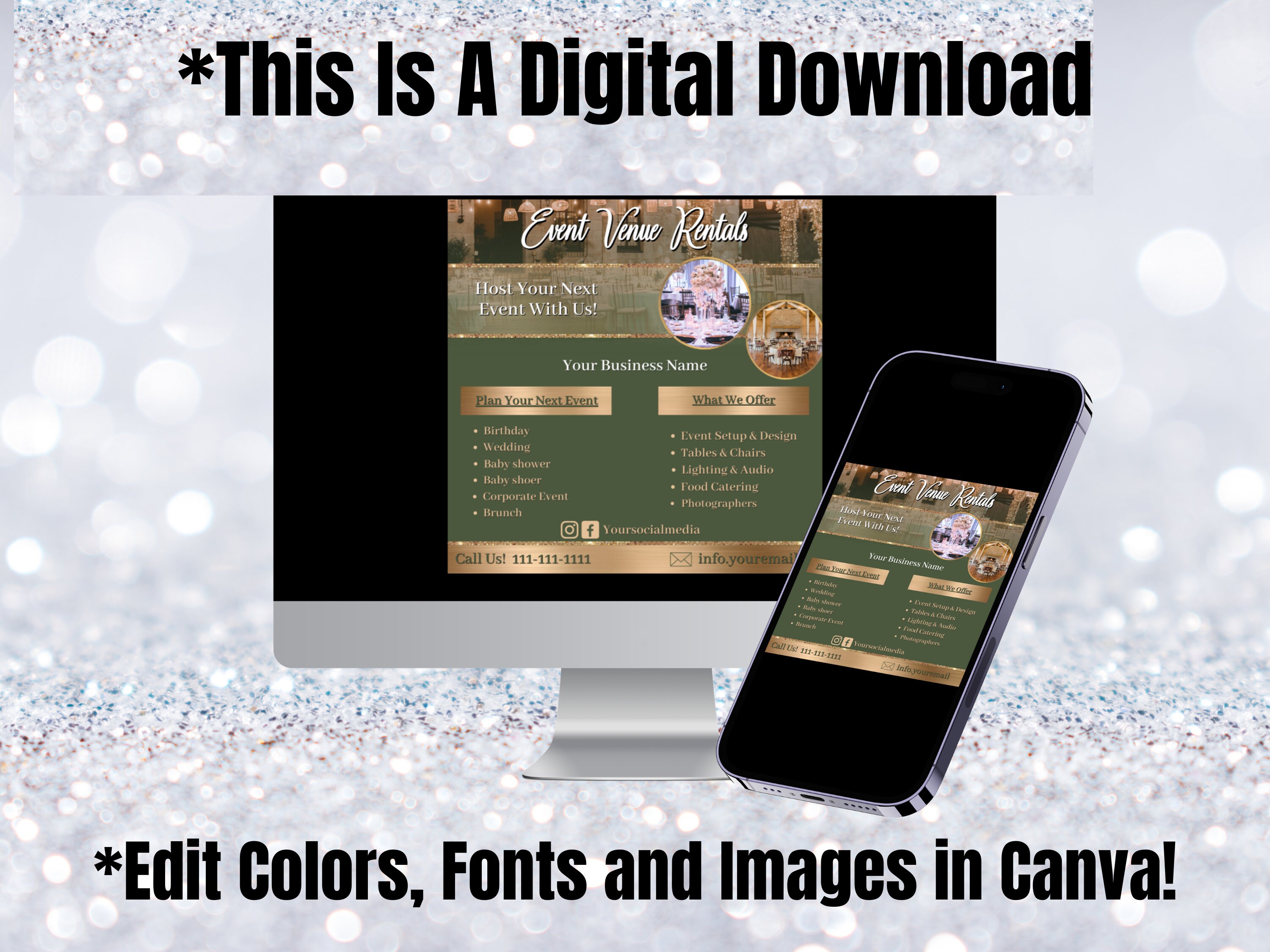 Event Venue Flyer Template: Party Rental Advertisement (DIY Canva) - Etsy