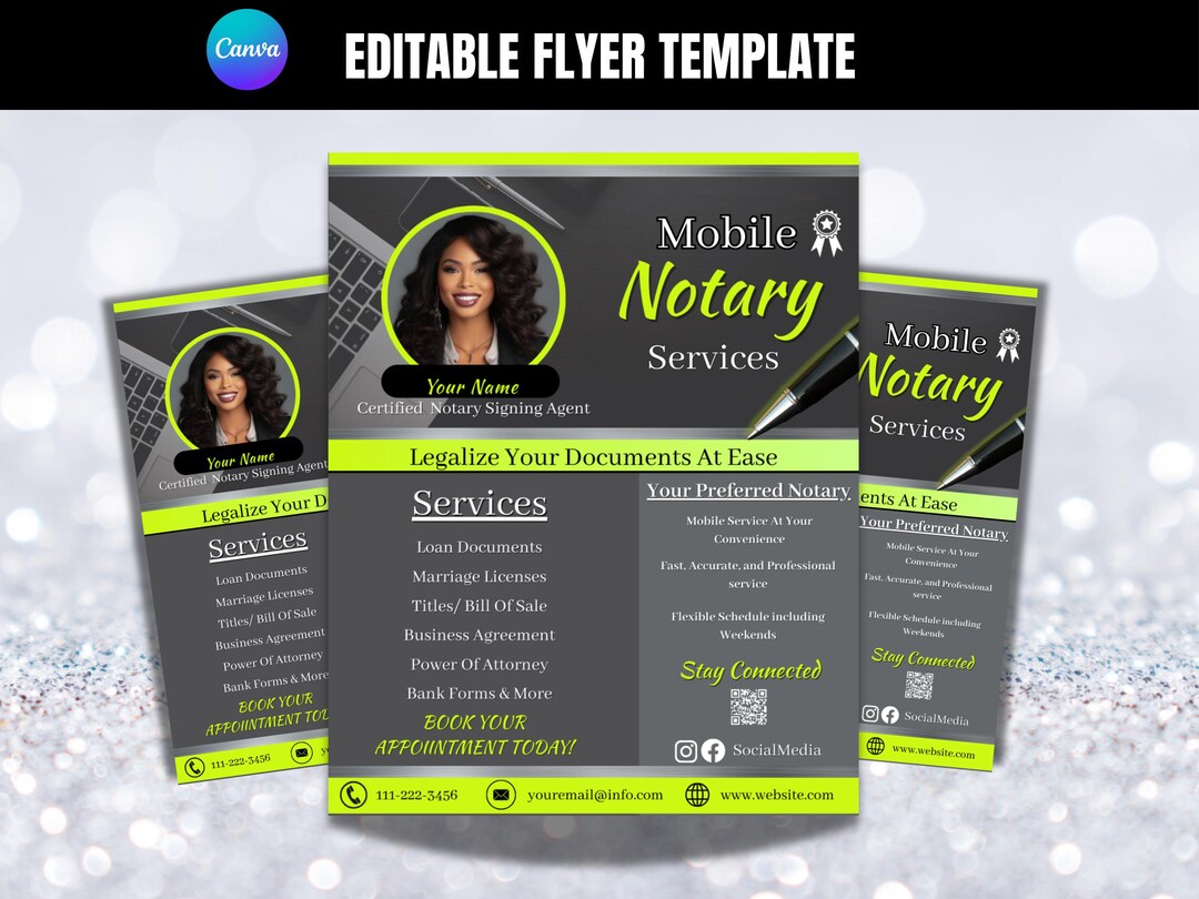 Editable Notary Flyer Template: DIY Canva Design (digital Download) - Etsy