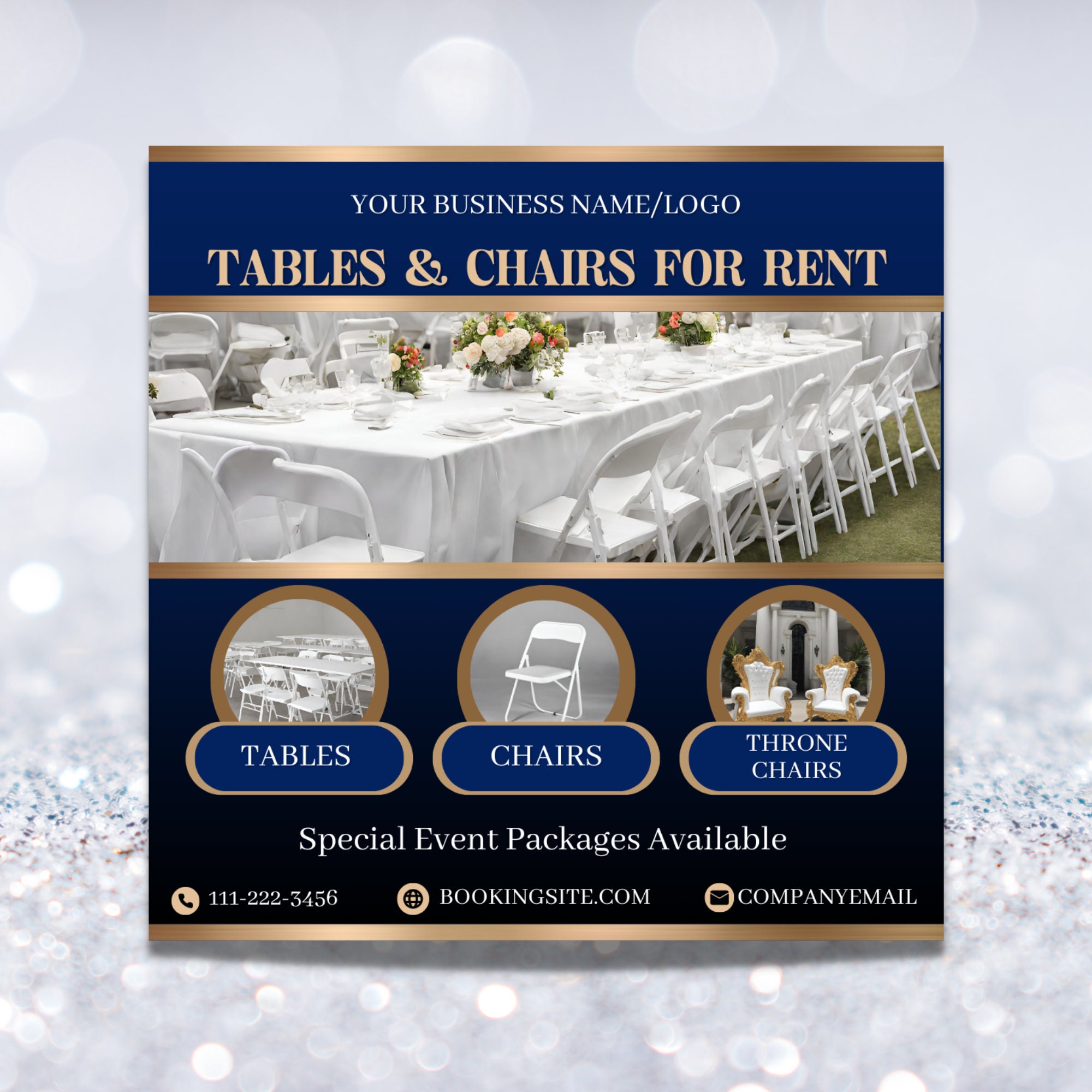 Tables and Chairs for Rent Flyer Template, Party Rentals Flyer, DIY ...