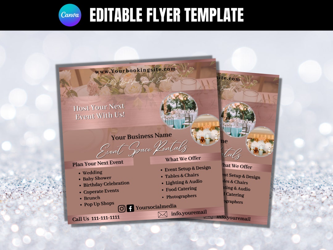 Event Rental Space Flyer, Party Rental Flyer, Event Rental ...