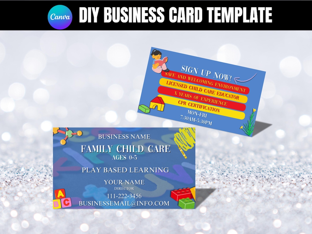 Child Care Business Card Template: DIY Canva Design (printable) - Etsy