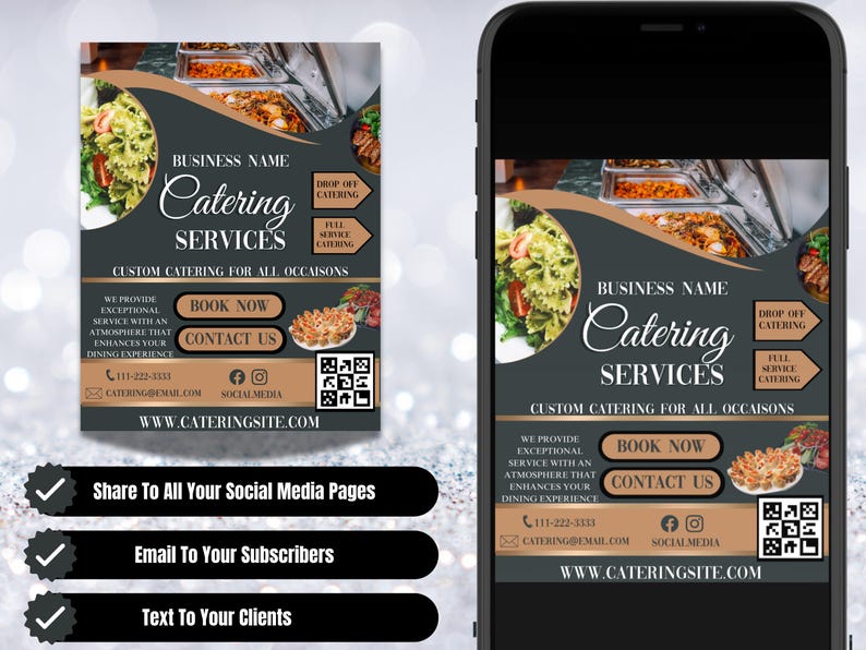 Catering Flyer Template: Editable Food Service Advertisement (canva) - Etsy