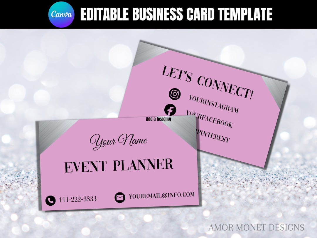 Event Planner Business Card Template, Event Planner Card, Event Planner ...