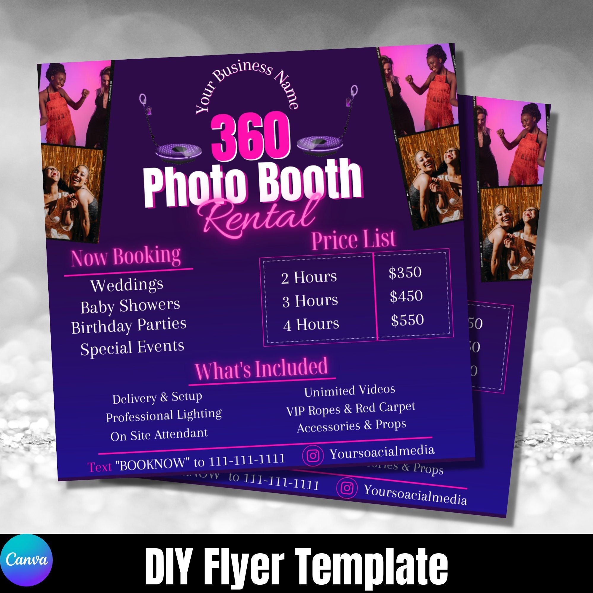 360 Photo Booth Flyer, 360 Photo Booth Advertisement, 360 Photo Booth ...