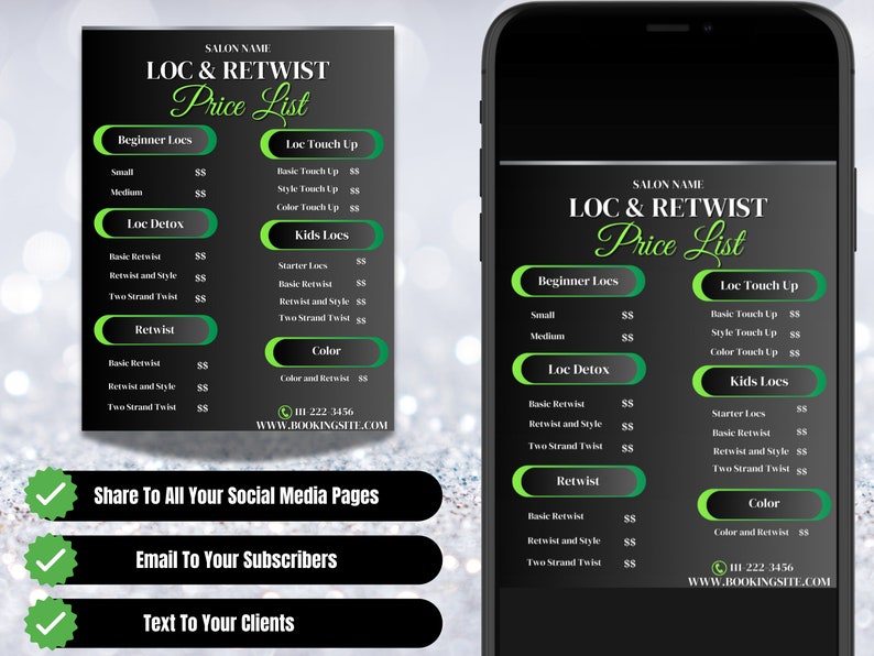 Loc & Retwist Salon Price List Template (canva Editable) - Etsy