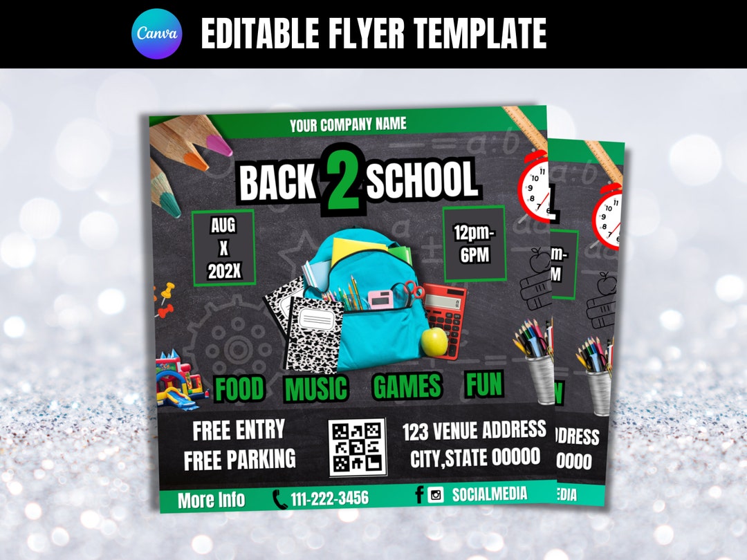 Back to School Giveaway Flyer Template, Editable Canva Flyer, Social ...