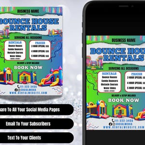 DIY Bounce House Rental Flyer Template, Moon Bounce Rental Flyer, Party ...