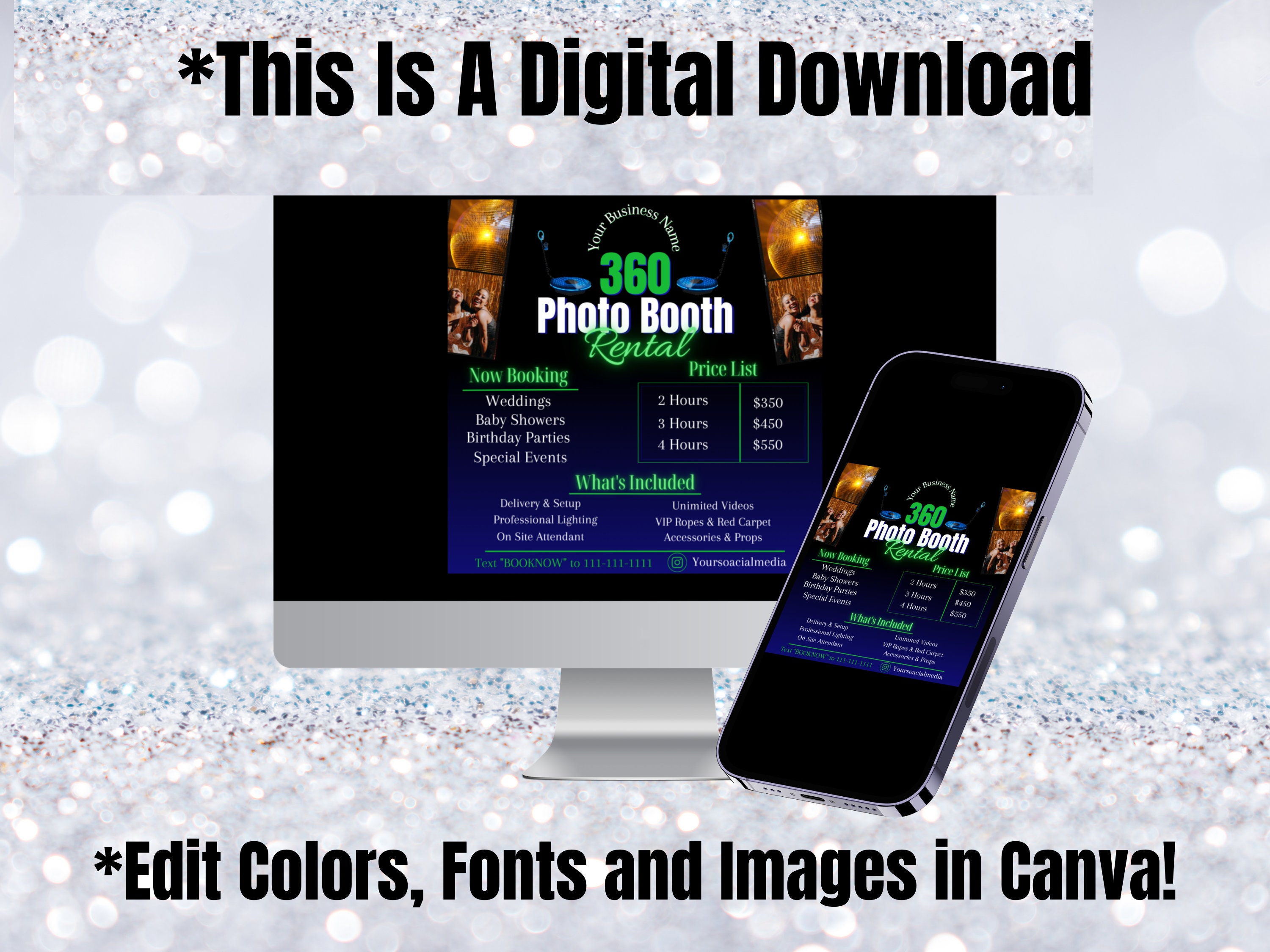 360 Booth Flyer, 360 Photo Booth Advertisement, 360 Photo Booth ...